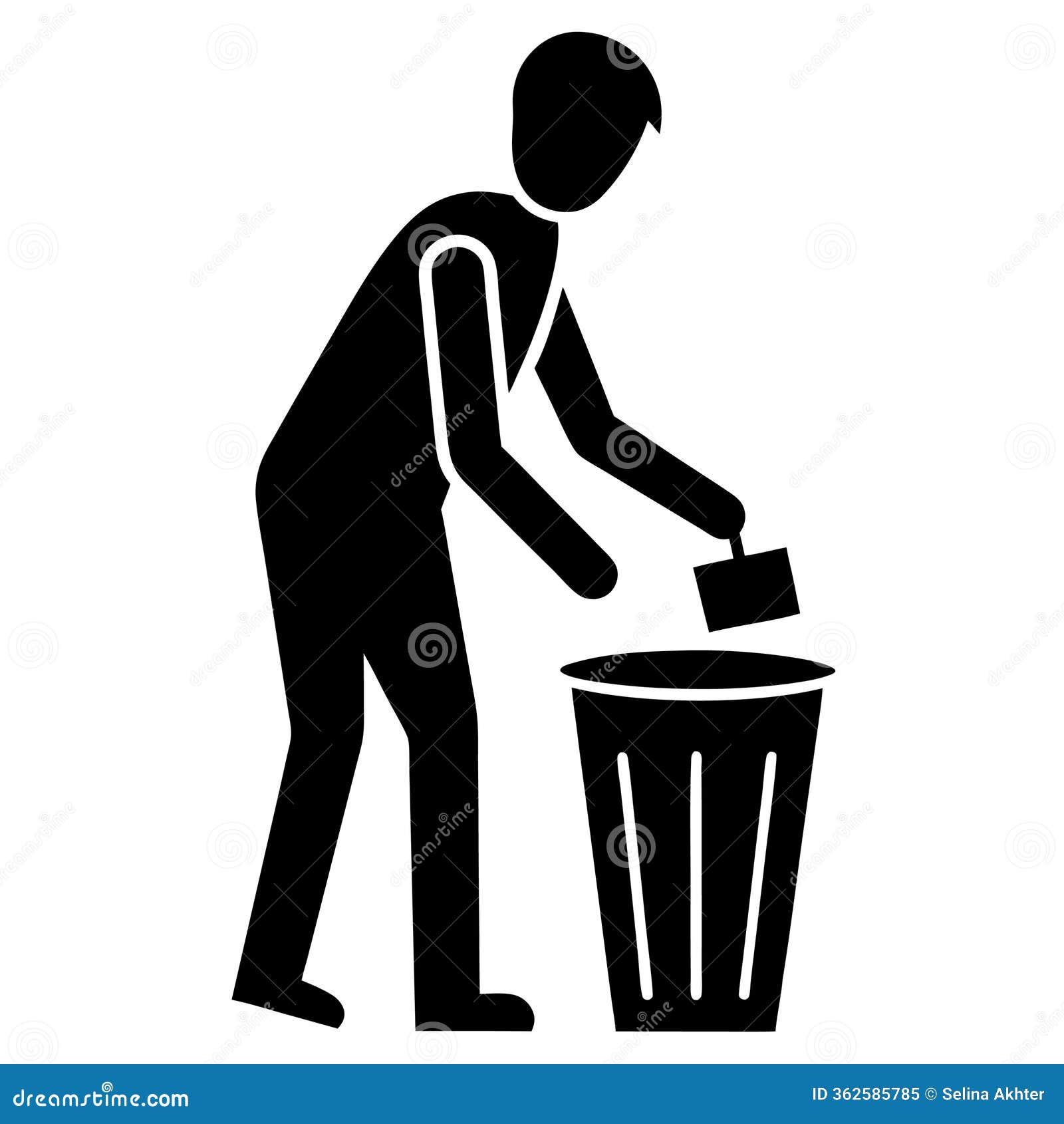 A Minimalist Man Throwing Out Garbage. Stock Illustration ...