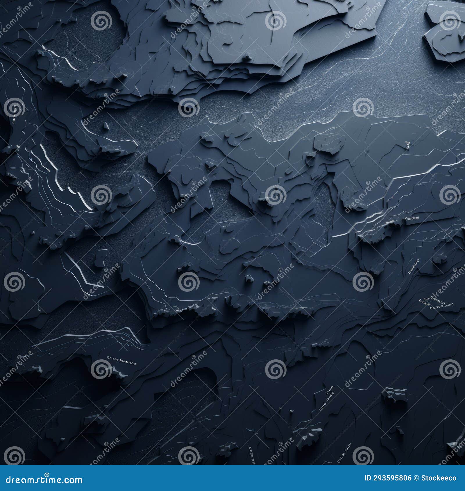 Minimalist Mapping: Dark Blue Topography with Hyper-realistic Details ...