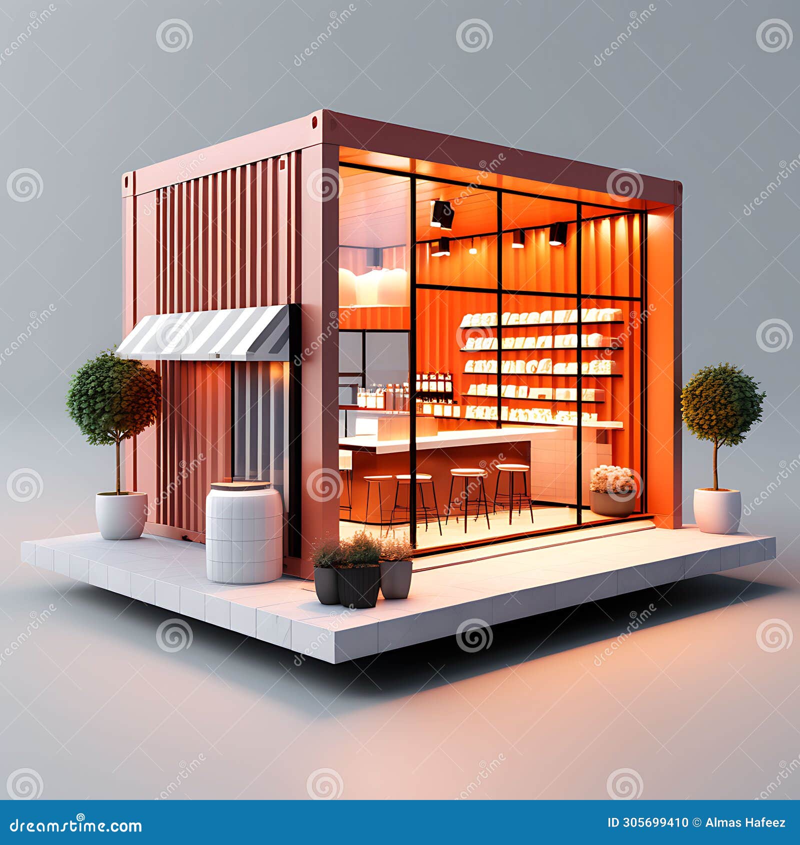 Minimalist Marvel: Isometric View of Container Store Exterior in 3D ...