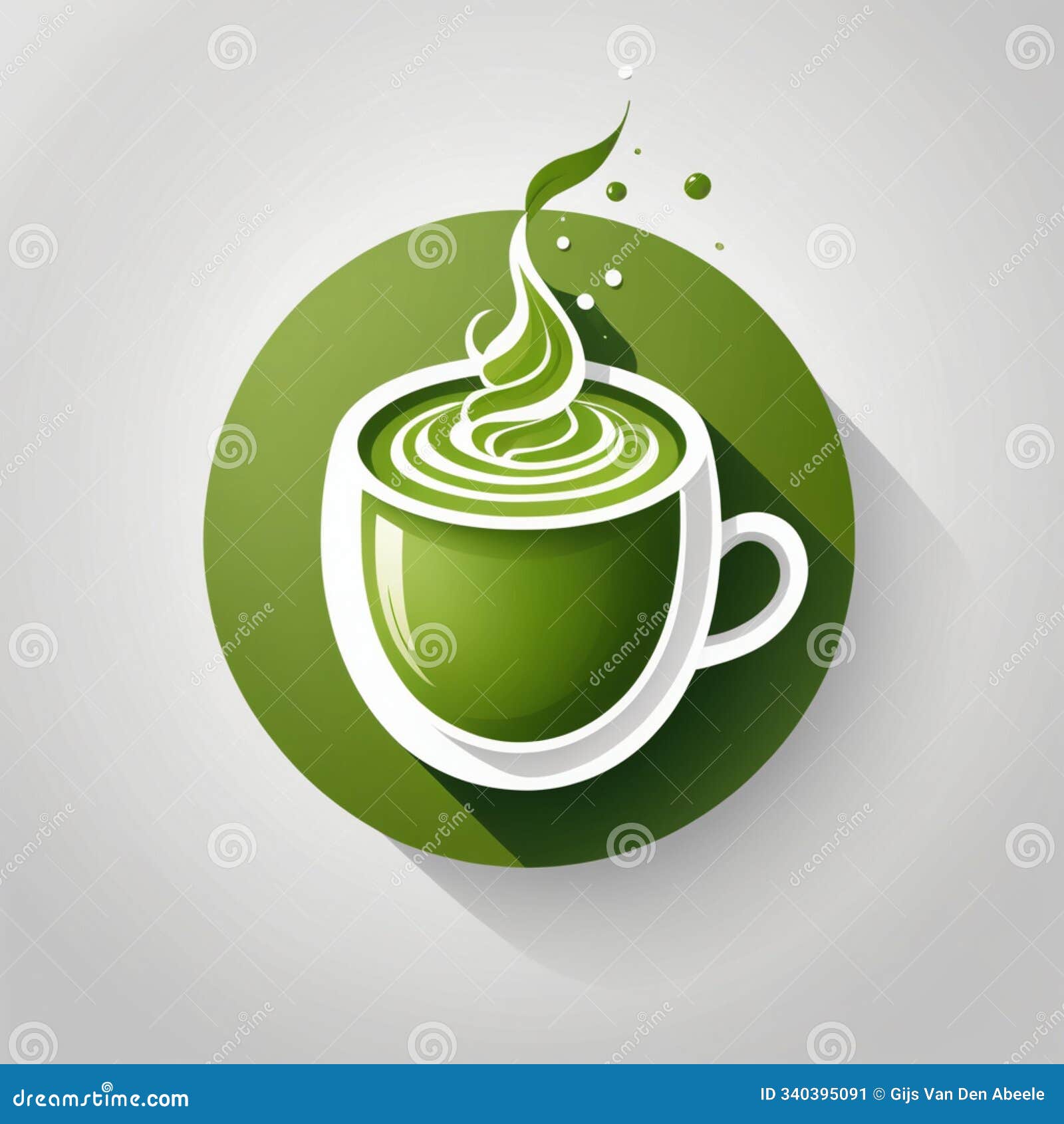 Minimalist Matcha Latte Logo Design on White Background Stock ...