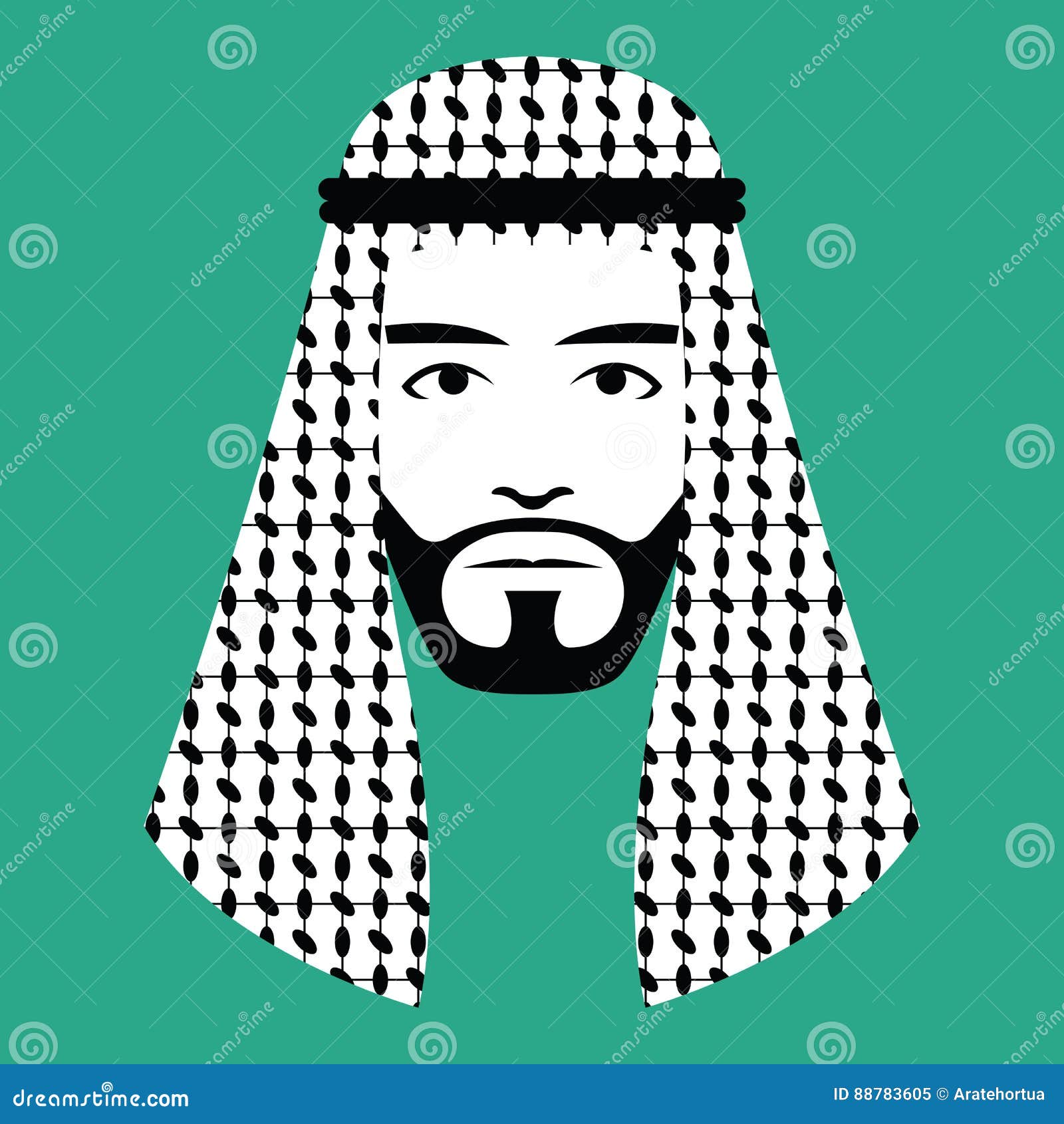 Minimalist Middle Eastern Man Face Isolated Stock Illustration ...