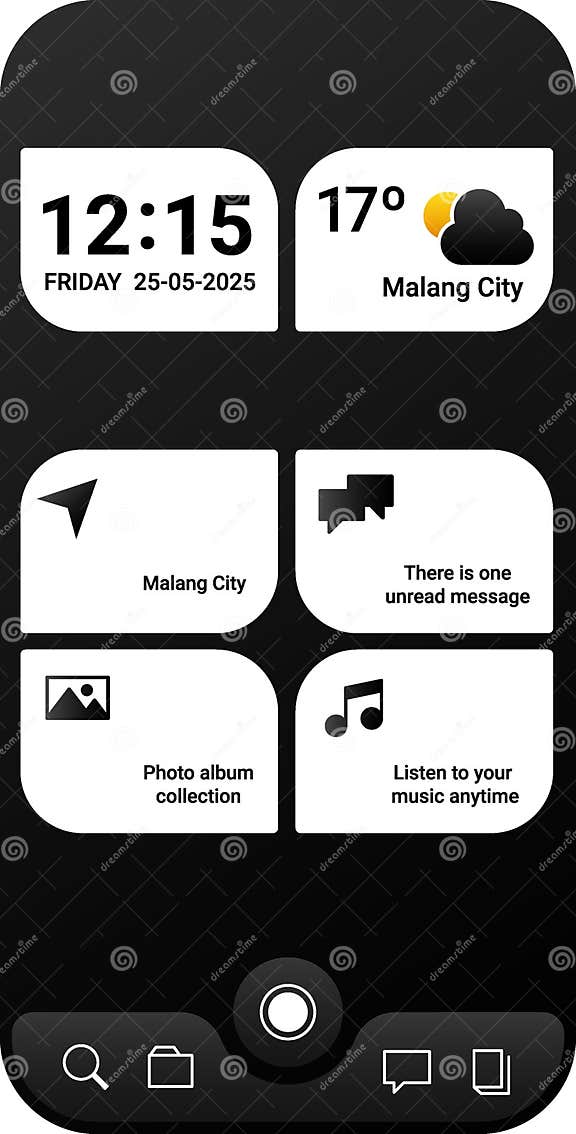 Minimalist Mobile Phone User Interface Design with Functional Widgets Stock Vector ...