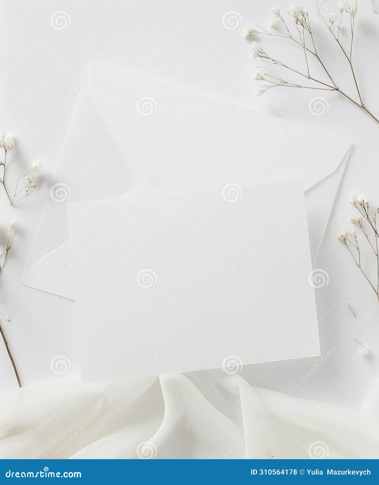 Minimalist Mockup of a Blank White Invitation Card Stock Photo - Image ...
