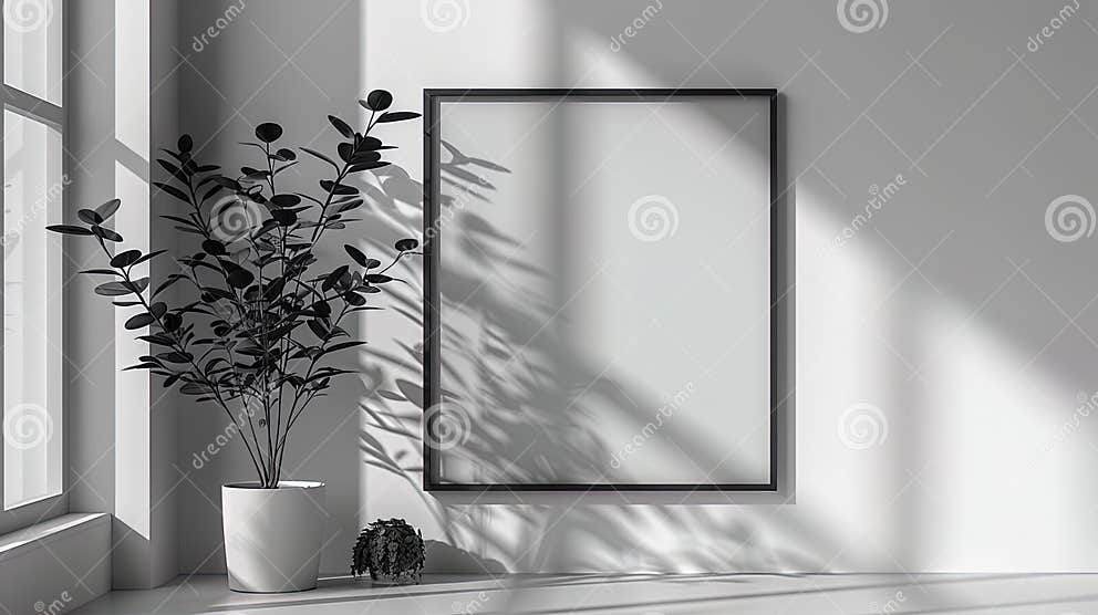Minimalist Mockup Featuring a Thin Black Frame Against a Pristine White ...