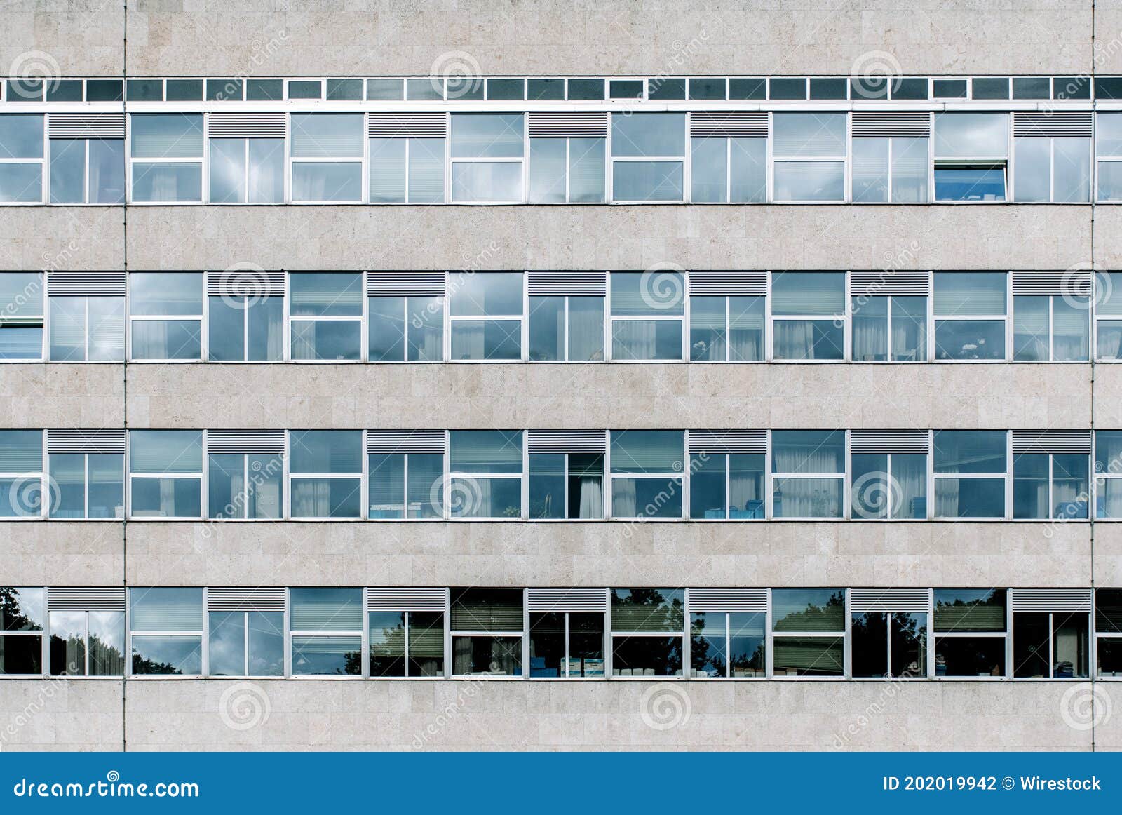 Minimalist Modern Building with Glass Windows Stock Photo - Image of ...