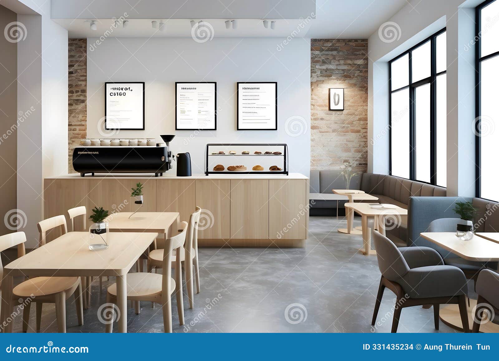 A Minimalist Modern Coffee Shop Stock Photo - Image of glass, warmth ...