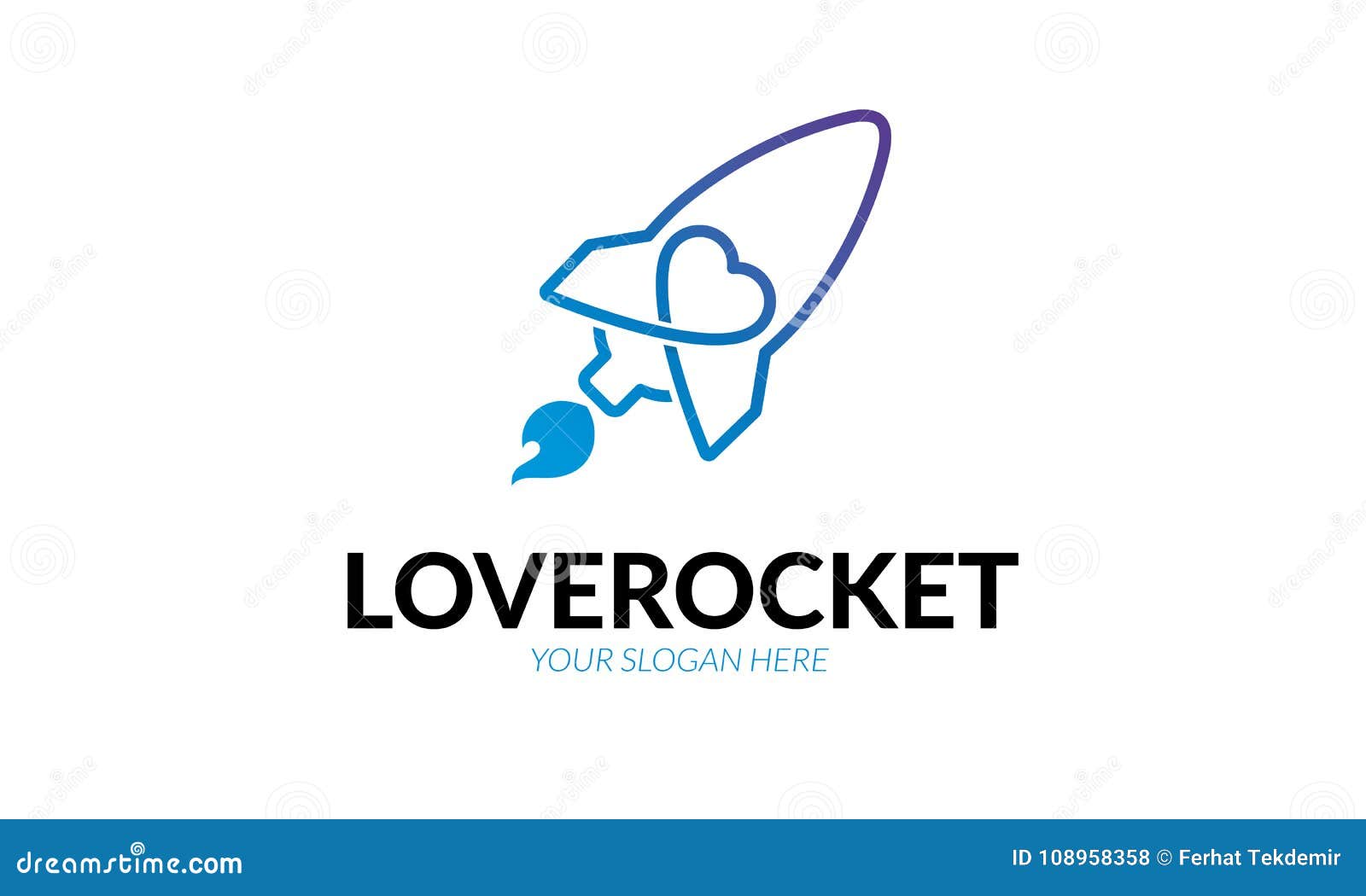 Love Rocket Logo Template stock vector. Illustration of lunch - 108958358