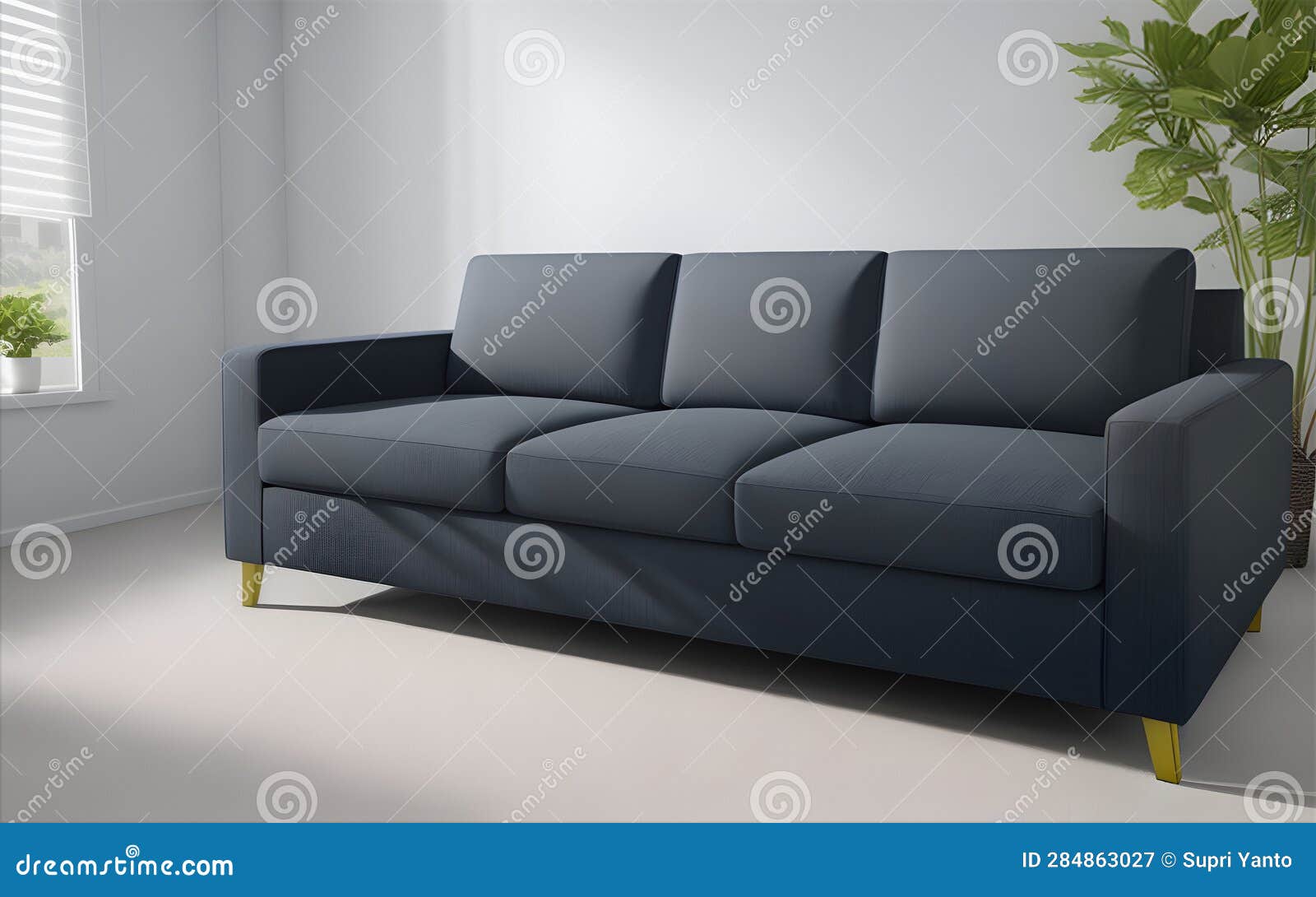 Minimalist Modern Sofa in the Empty Room Stock Illustration ...