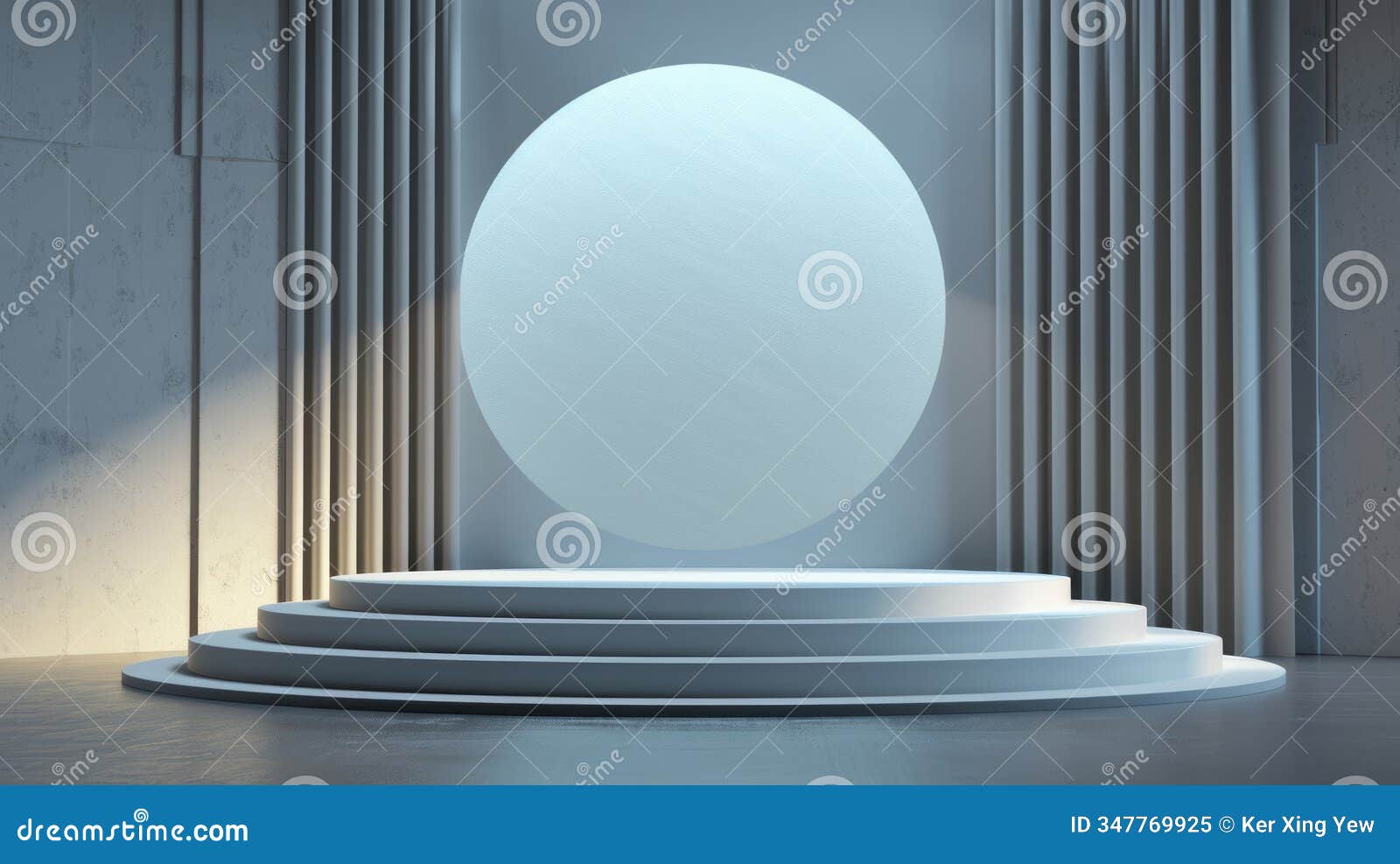 Minimalist Modern Stage with Circular Backdrop and Steps Stock ...