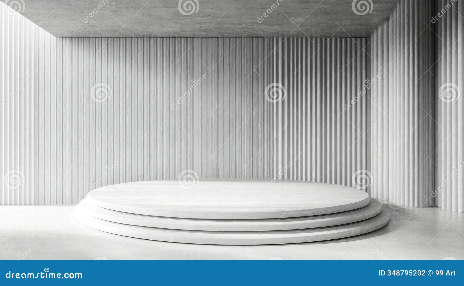 Minimalist Modern Studio Interior with Circular Platform and Walls ...