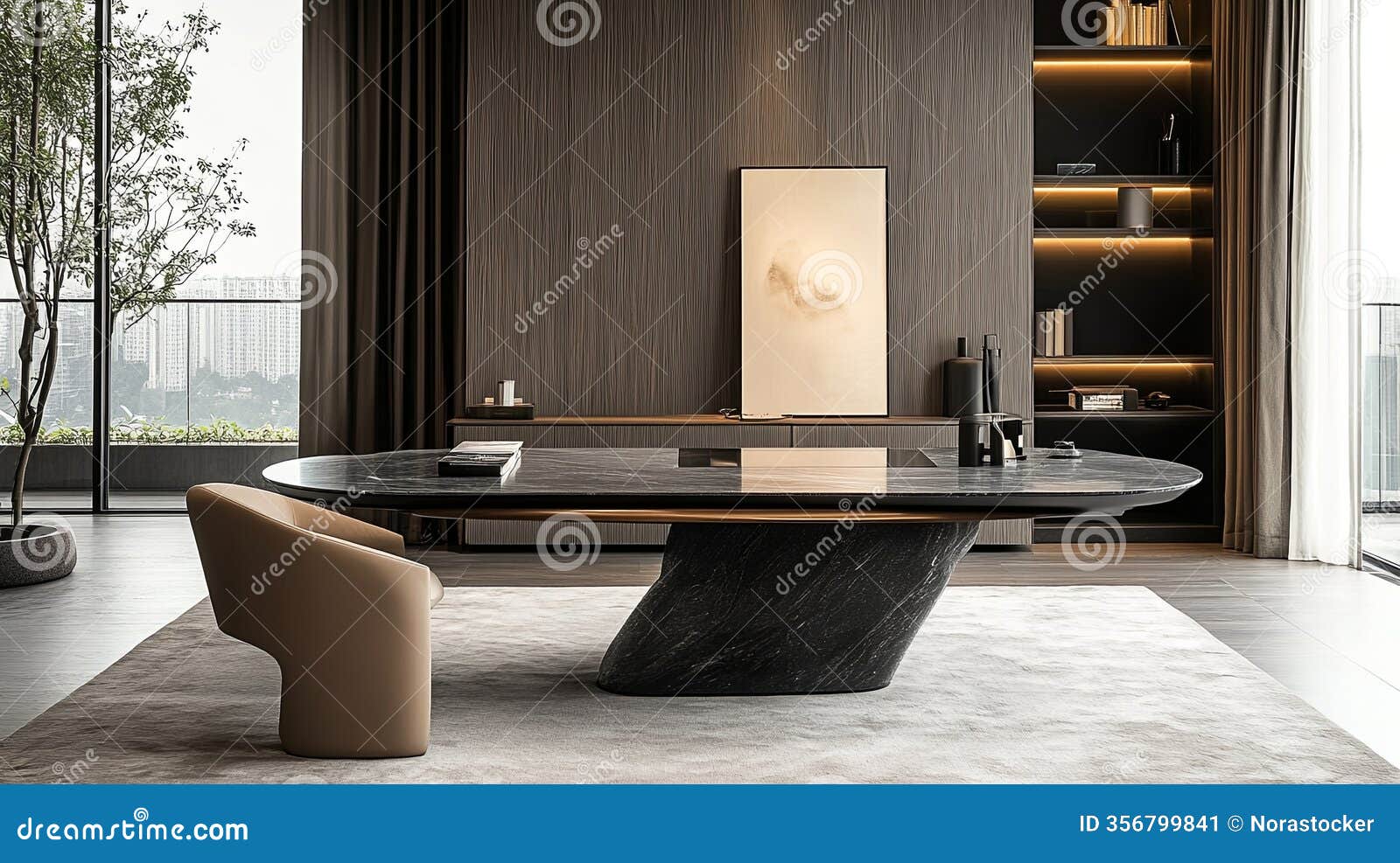 A Minimalist Modular Table Setup Styled in a Contemporary Home Office ...