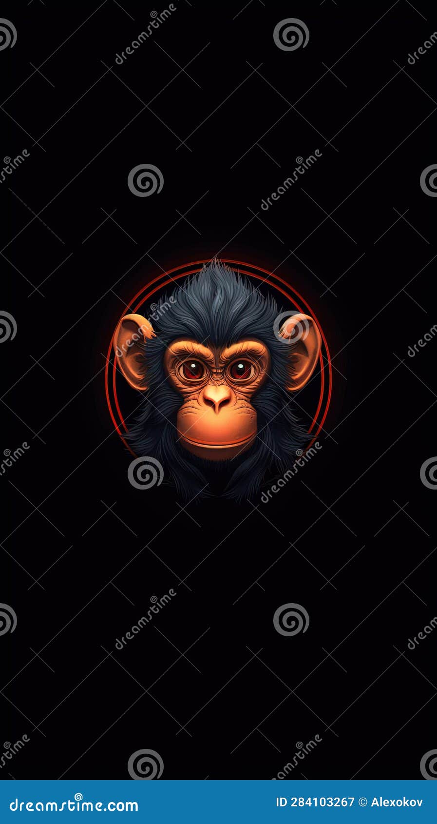 Minimalist Monkey on Dark Background. Generative AI Stock Illustration ...