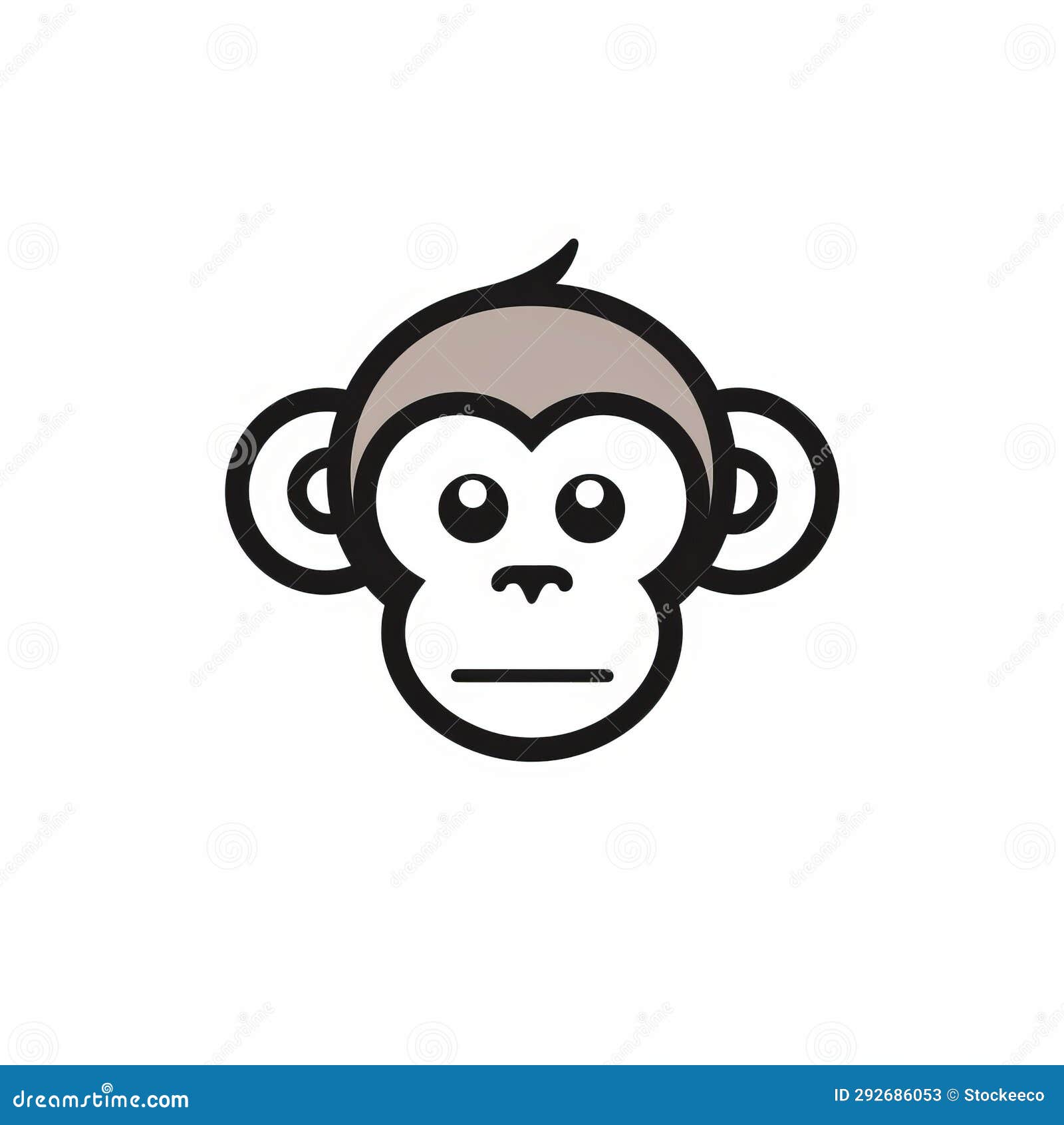 Minimalist Monkey Head Logo on White Background Stock Illustration ...