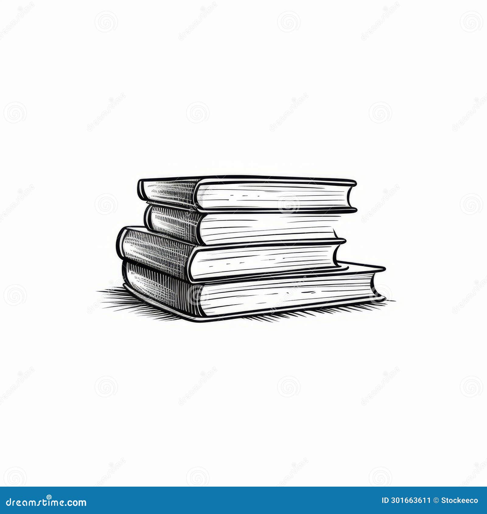 Minimalist Monochrome Book Stack Illustration by Dave Coverly Stock ...