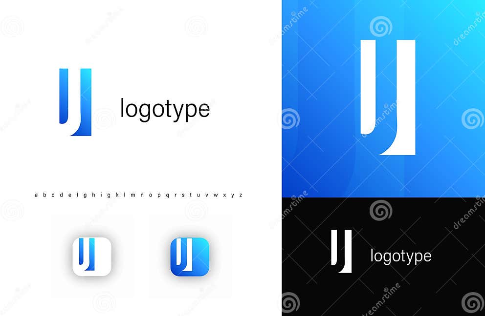 Minimalist Monogram Letter J Logo with Angular Cutout Style and Negative Space Effect, Logo Kit ...