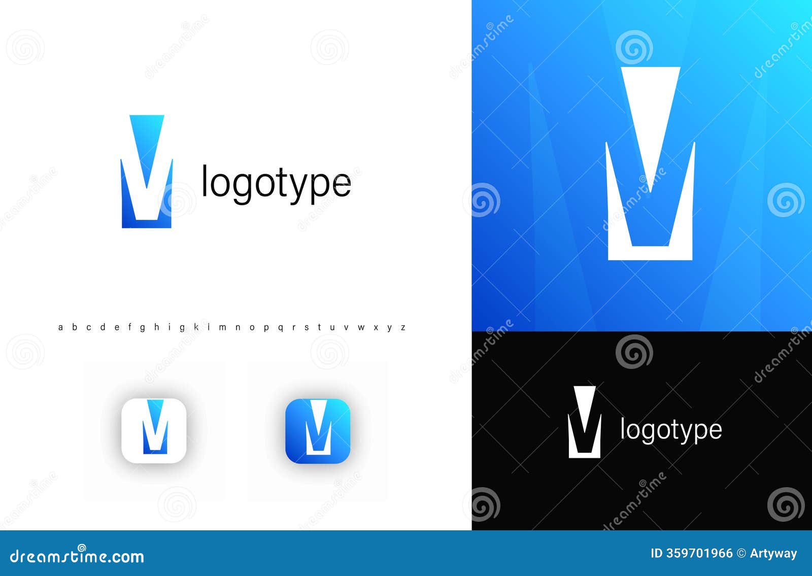 Minimalist Monogram Letter M Logo with Angular Cutout Style and Negative Space Effect, Logo Kit ...