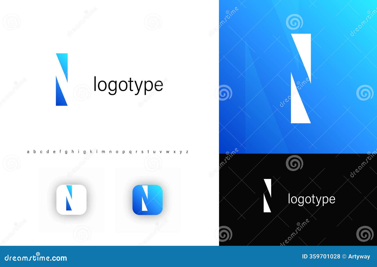 Minimalist Monogram Letter N Logo with Angular Cutout Style and ...