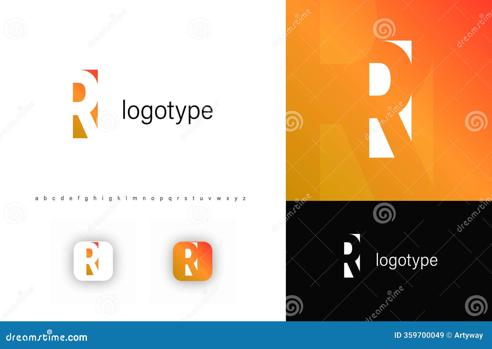 Minimalist Monogram Letter R Logo with Angular Cutout Style and Negative Space Effect, Logo Kit ...
