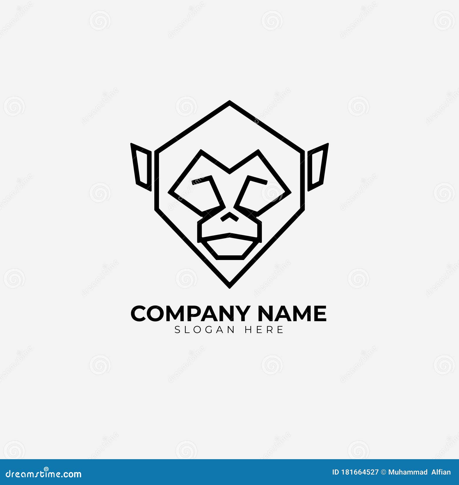 Minimalist Monoline Lineart Outline Monkey Icon Logo Template Vector ...