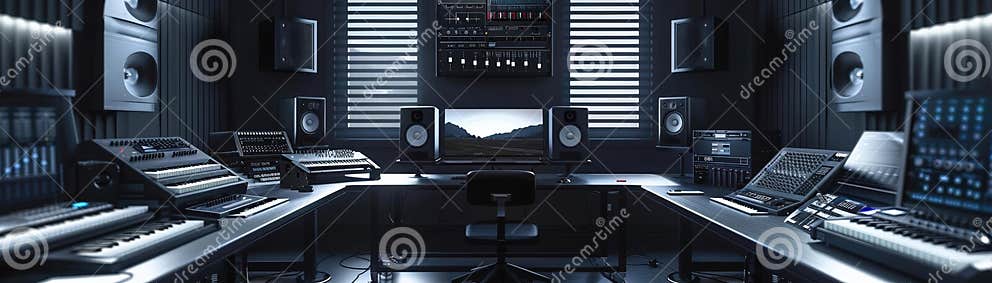 Minimalist Music Studio 3D Rendered Visualization of a Minimalist Music ...