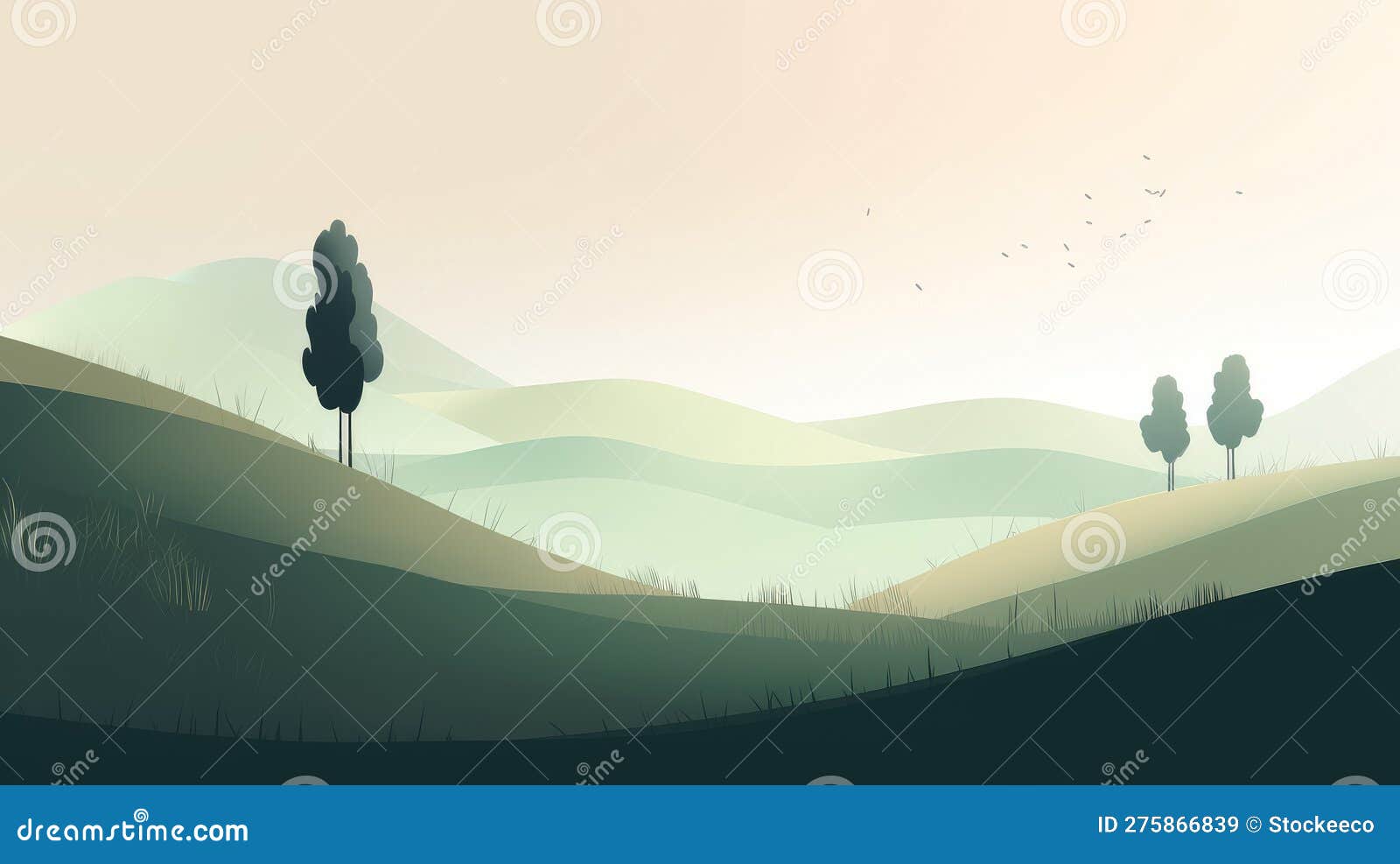 Minimalist Natural Landscape Stock Illustration - Illustration of ...