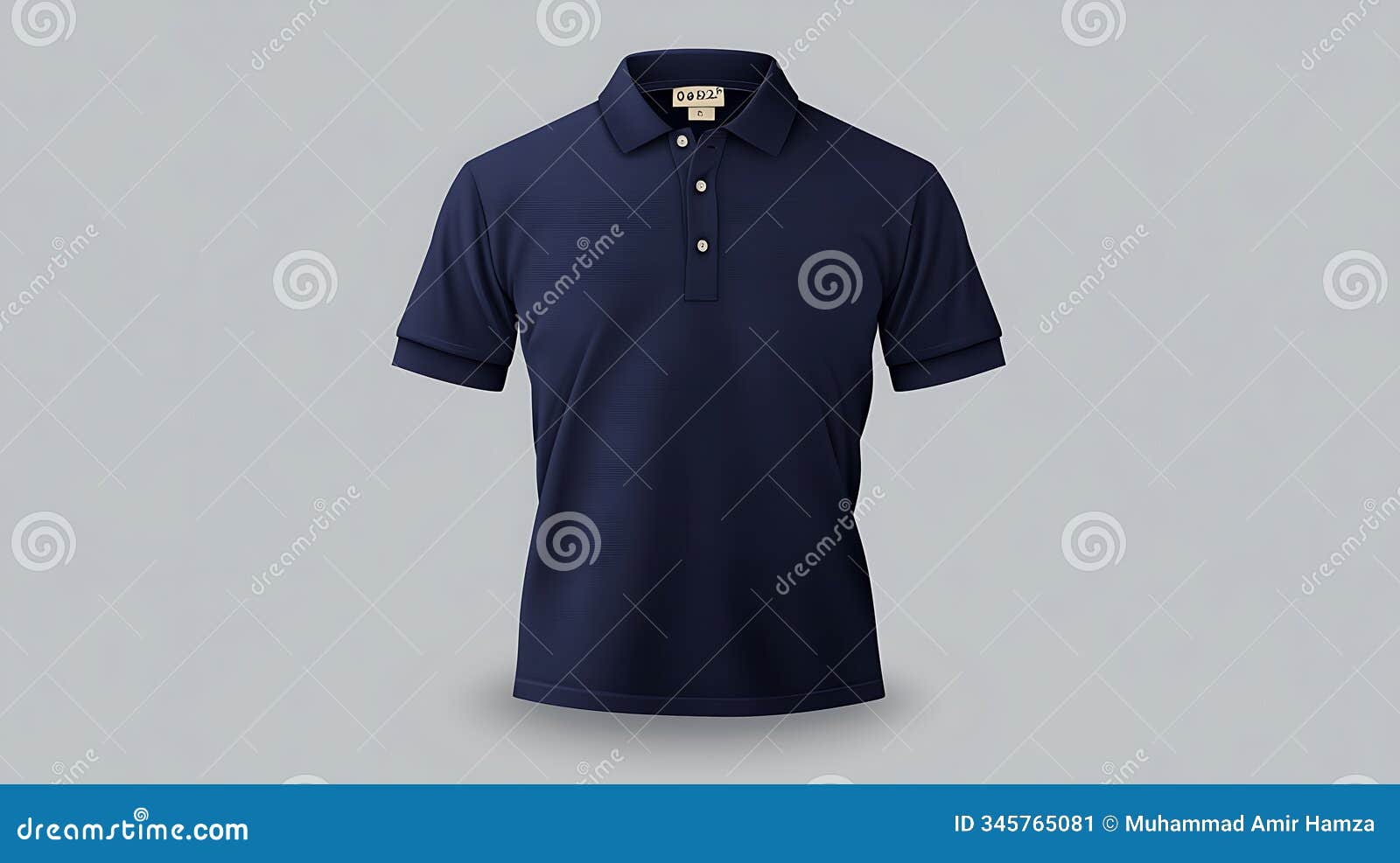 Minimalist Navy-blue Polo T-shirt Vector Illustration, Front View ...