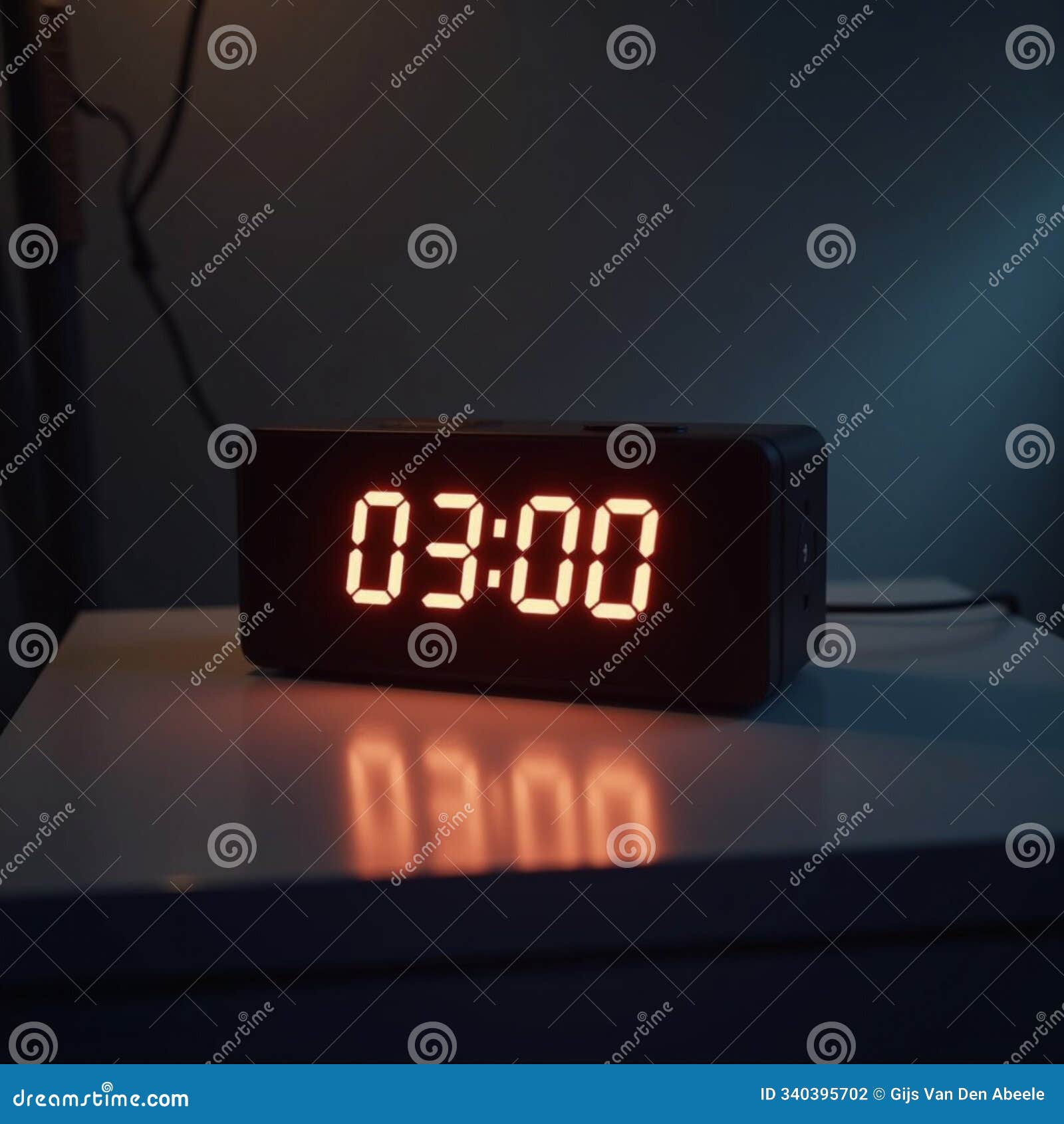Minimalist Nightstand With Illuminated Digital Clock At 0300 Stock ...