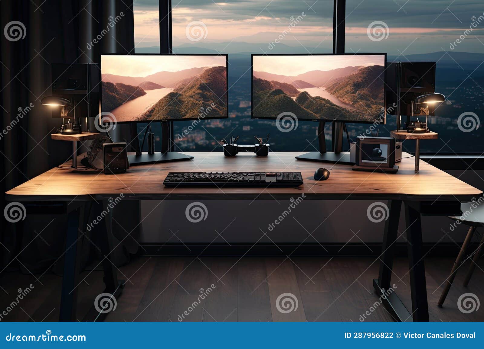 Minimalist Nordic Working Setup with Basic Equipment Stock Illustration ...