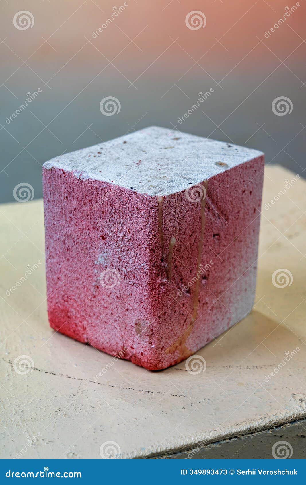 Minimalist Object: Pink Concrete Block on Light Background Stock Image ...