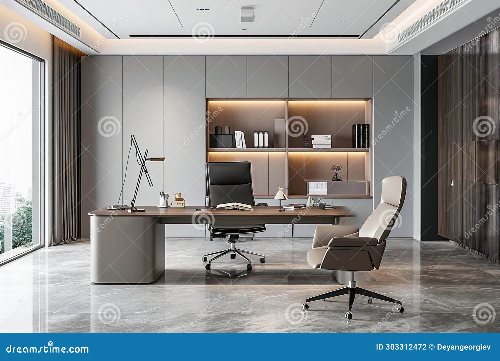 Minimalist Office Decor with Neutral Color Tones. Stock Illustration ...