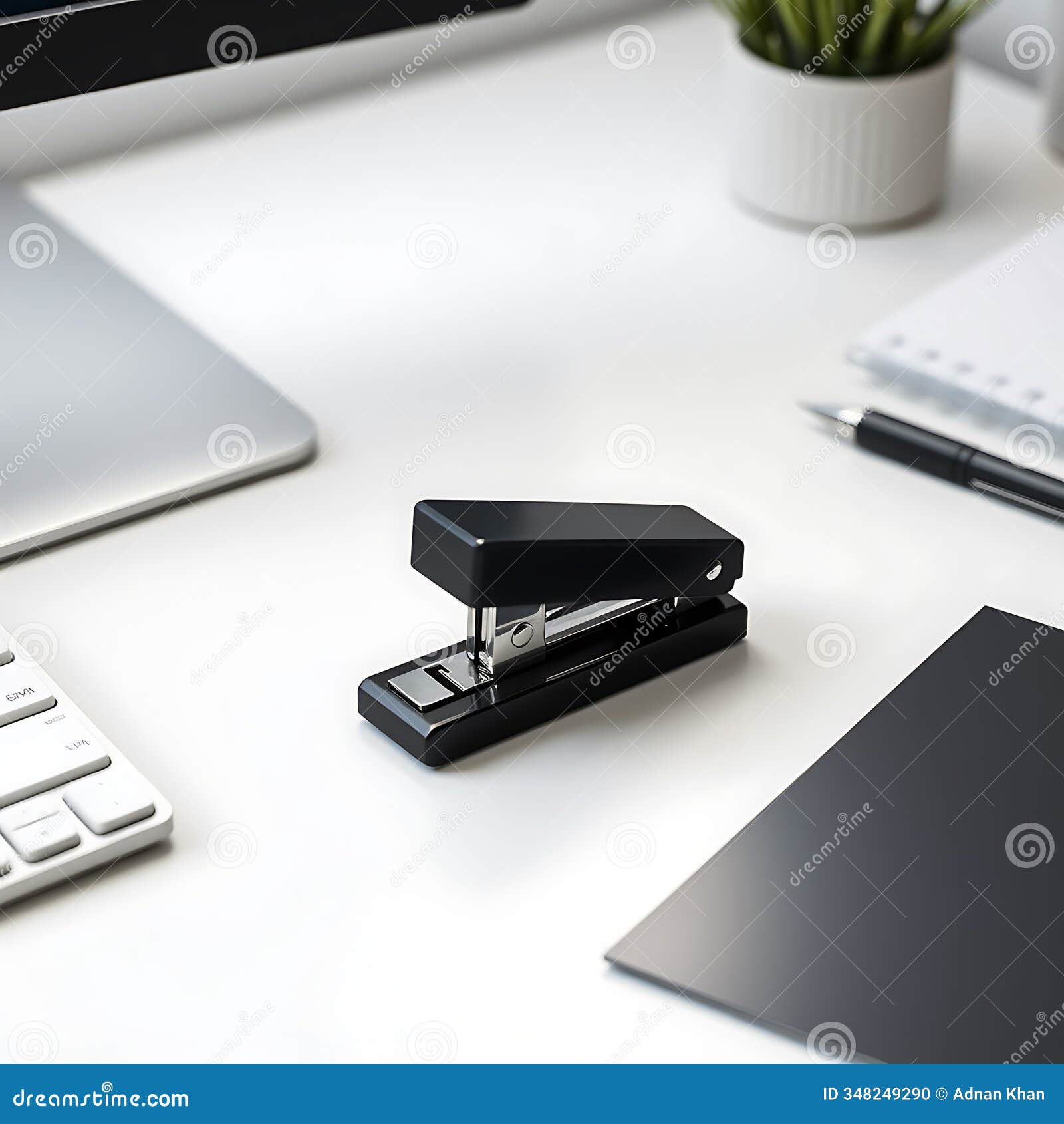 A Minimalist Office Setup with a Single Staple Puller on a Light ...