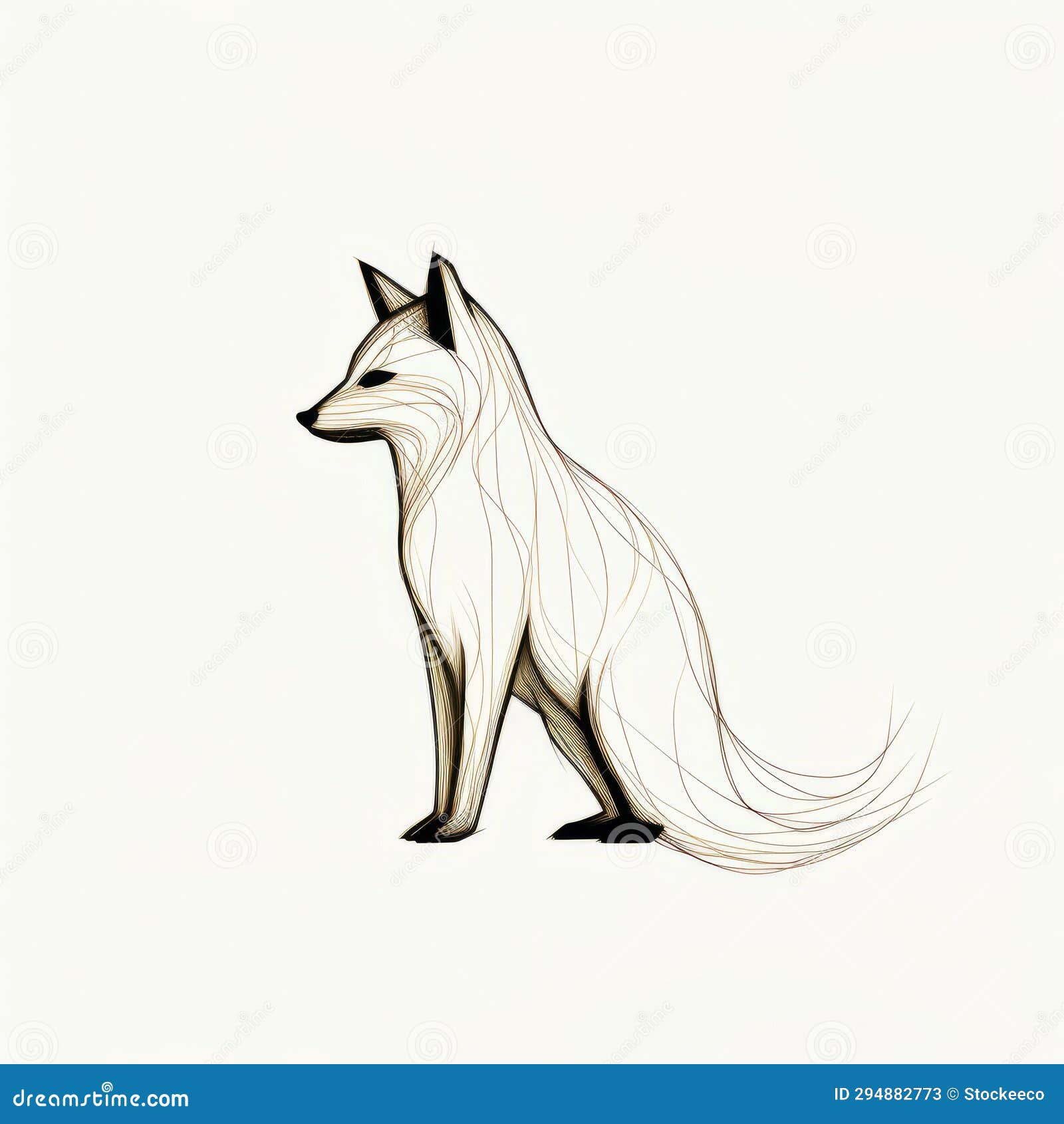 Minimalistic Fox Drawing: Historical Illustration with Hyper-detailed ...