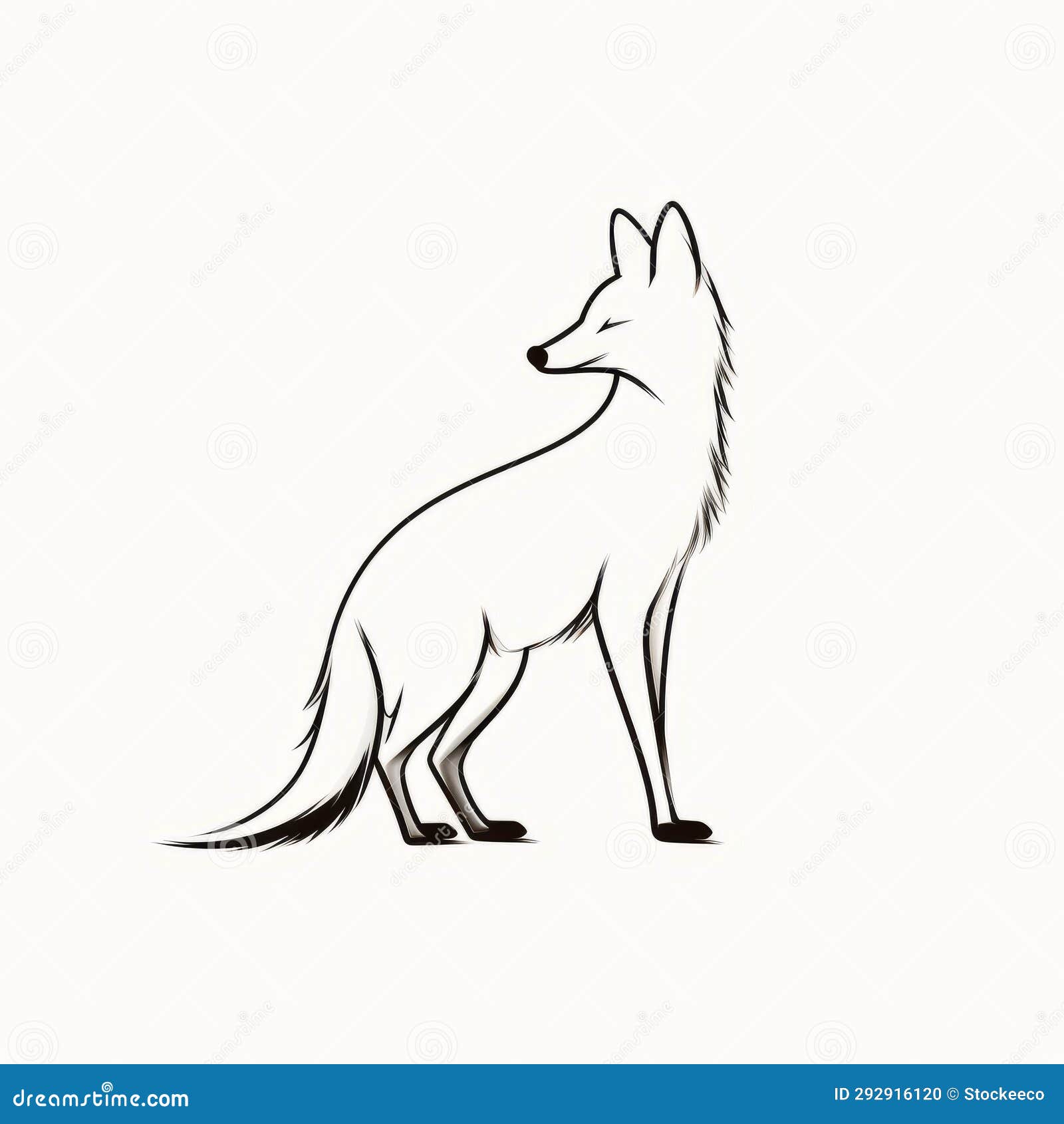 Minimalist Standing Fox Illustration with Mythical Symbolism Stock ...