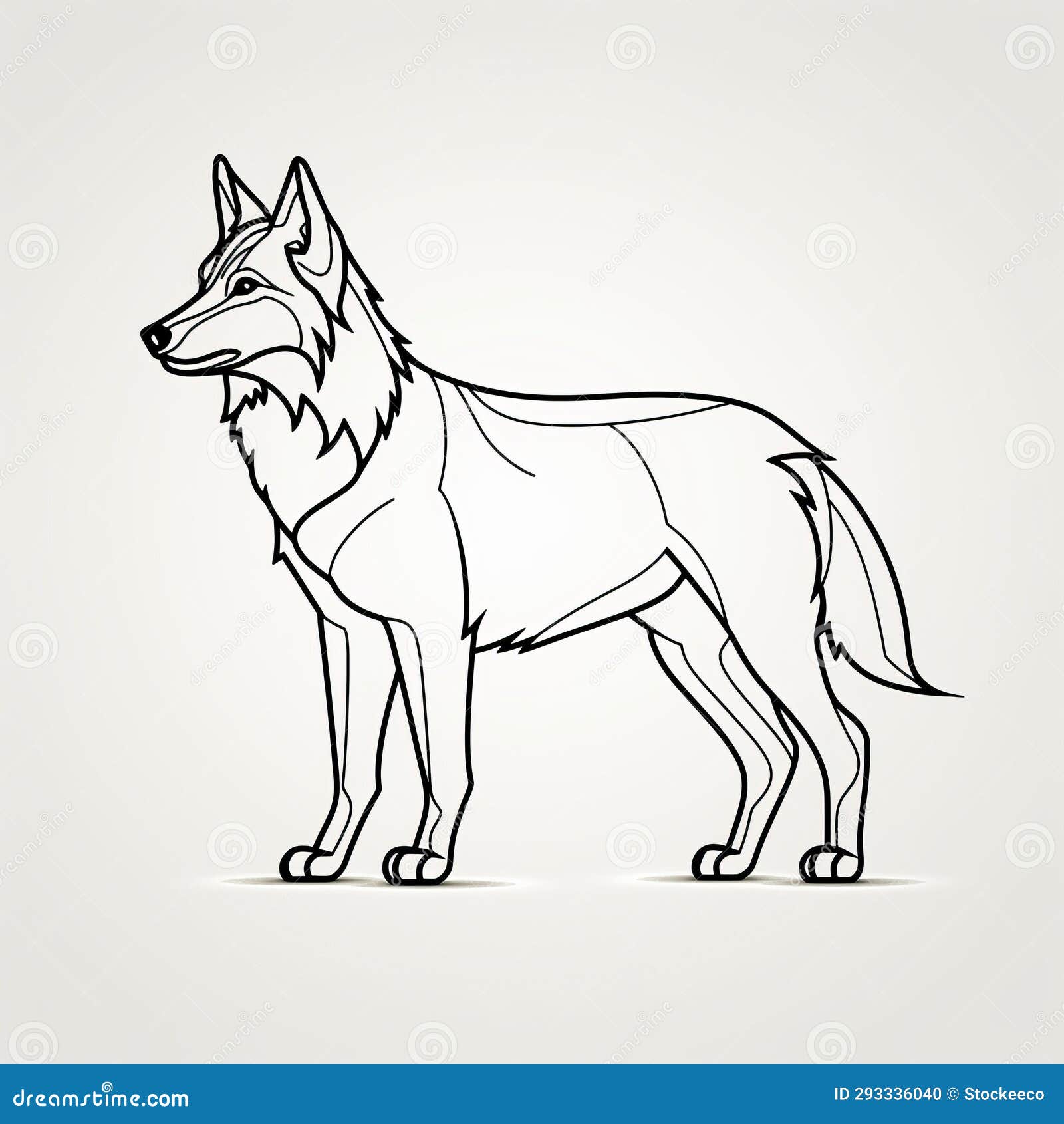 Wolf Outline Design with Grey Background - Digital Illustration Stock ...