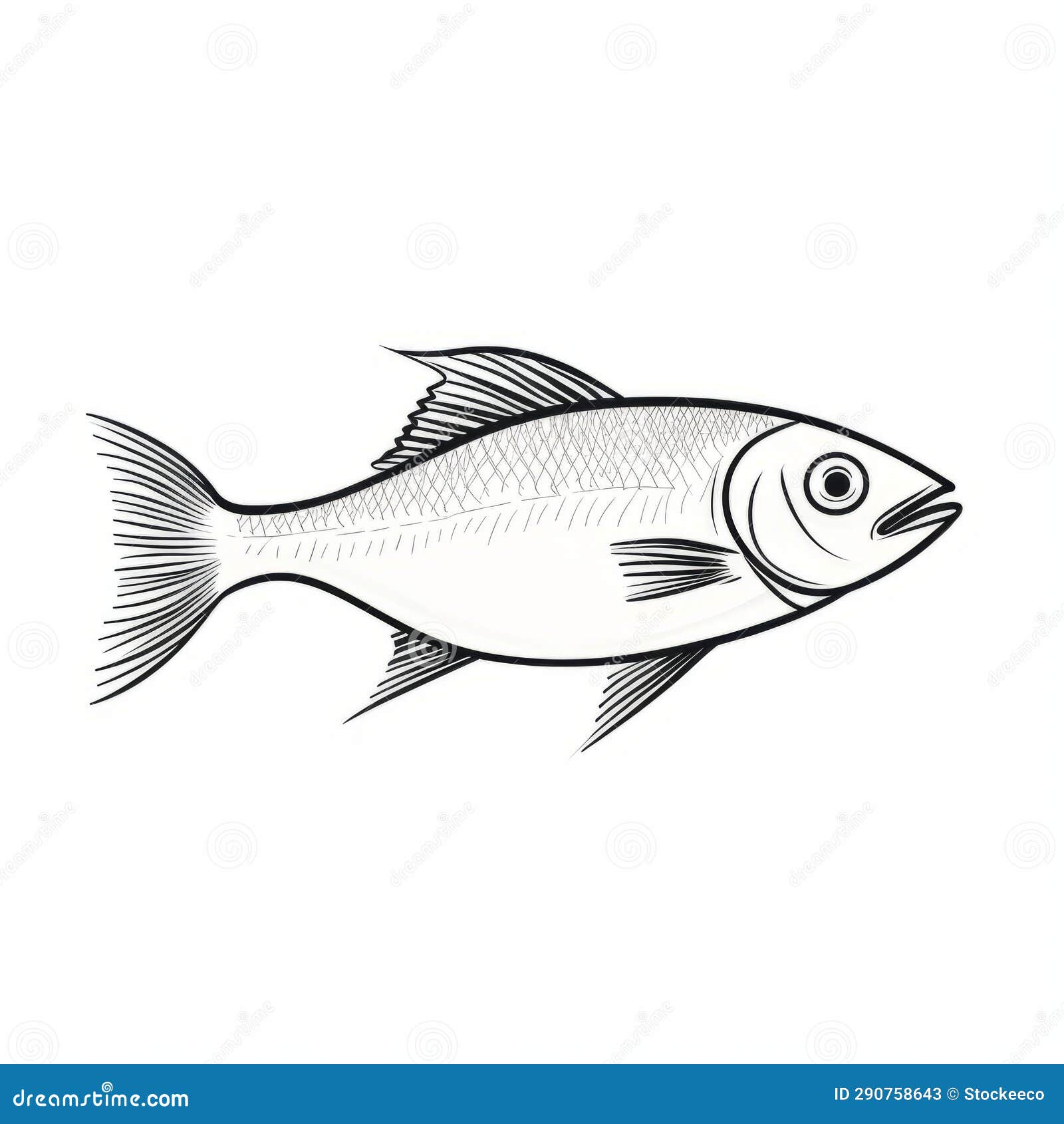 Minimalist Whitefish Illustration On Blue Background | CartoonDealer ...
