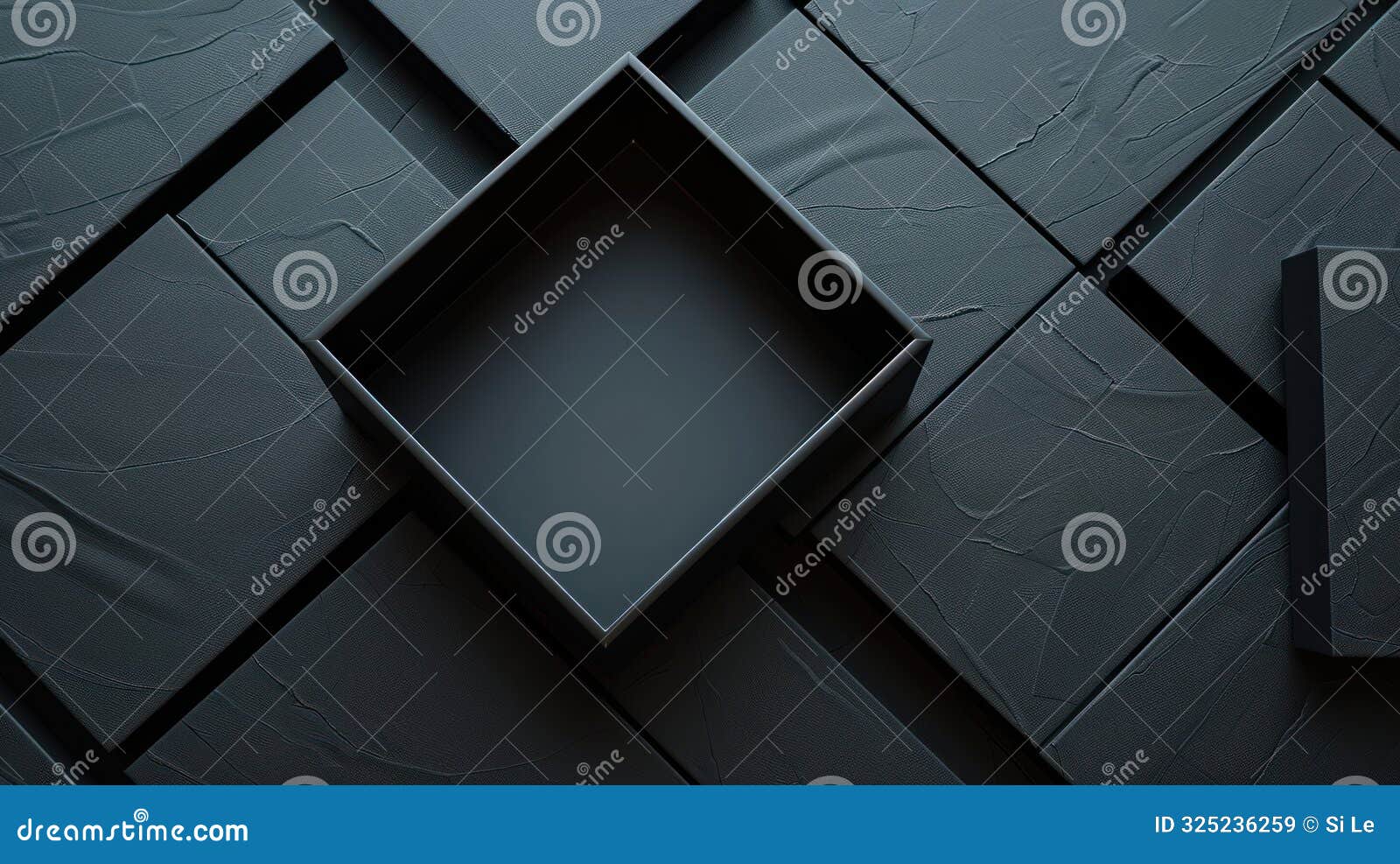 Minimalist Open Black Box with Empty Interior for Product Packaging or ...