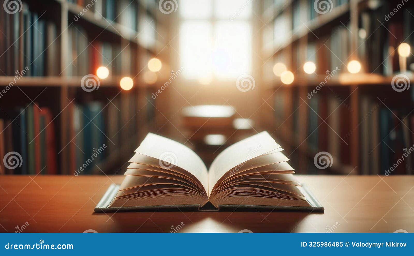 Minimalist Open Book in the Library, Close-up. Generated AI Stock ...