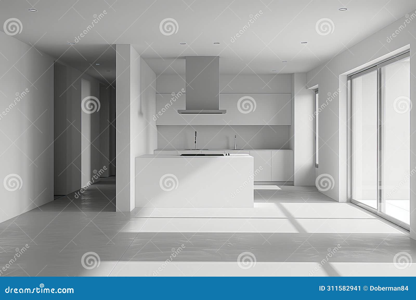 Minimalist Open-plan Kitchen with Modern Design and Ample Sunlight ...