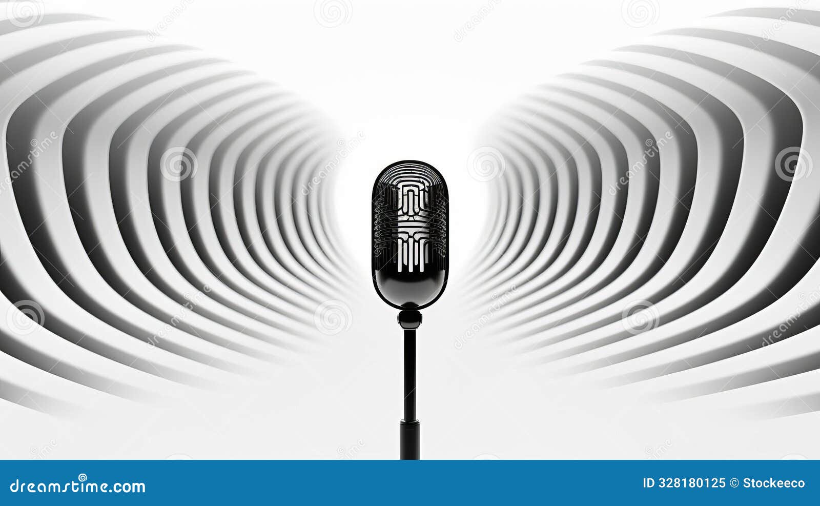 Minimalist Optical Illusion Design with Microphone on White Background ...