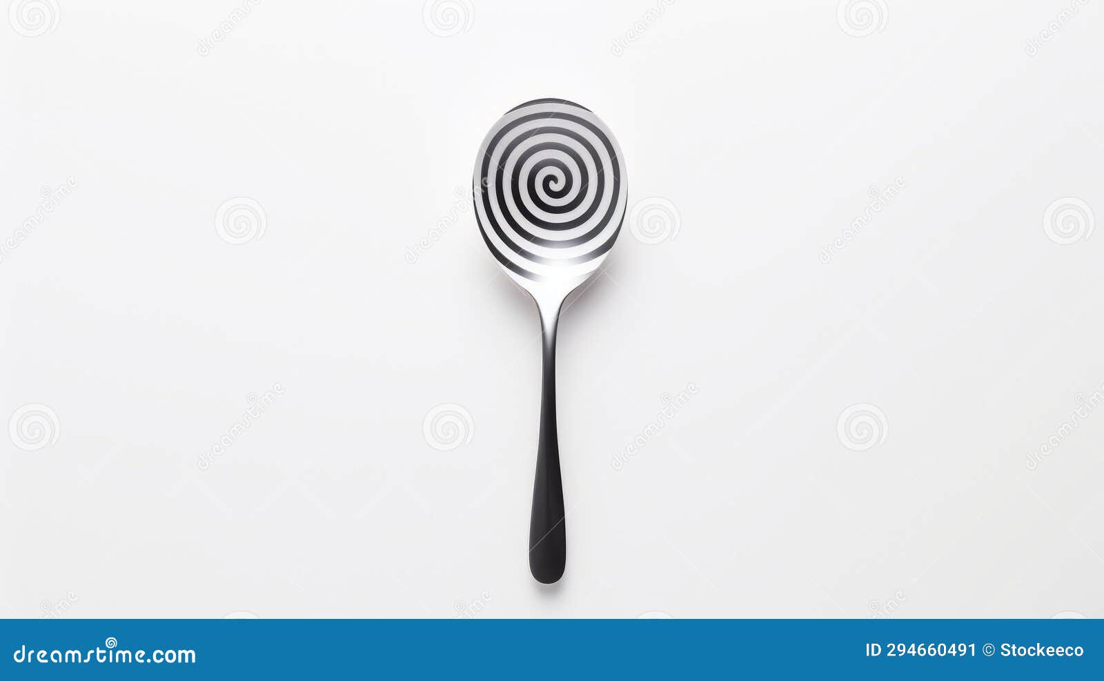 Minimalist Optical Illusion Spoon with Black and White Swirl Pattern ...