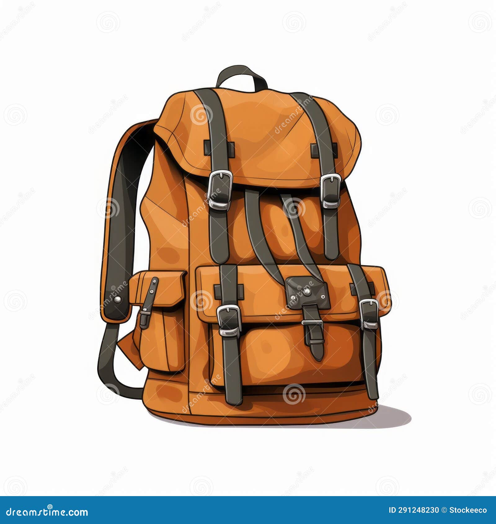 Minimalist Orange Backpack Vector Illustration on White Background ...