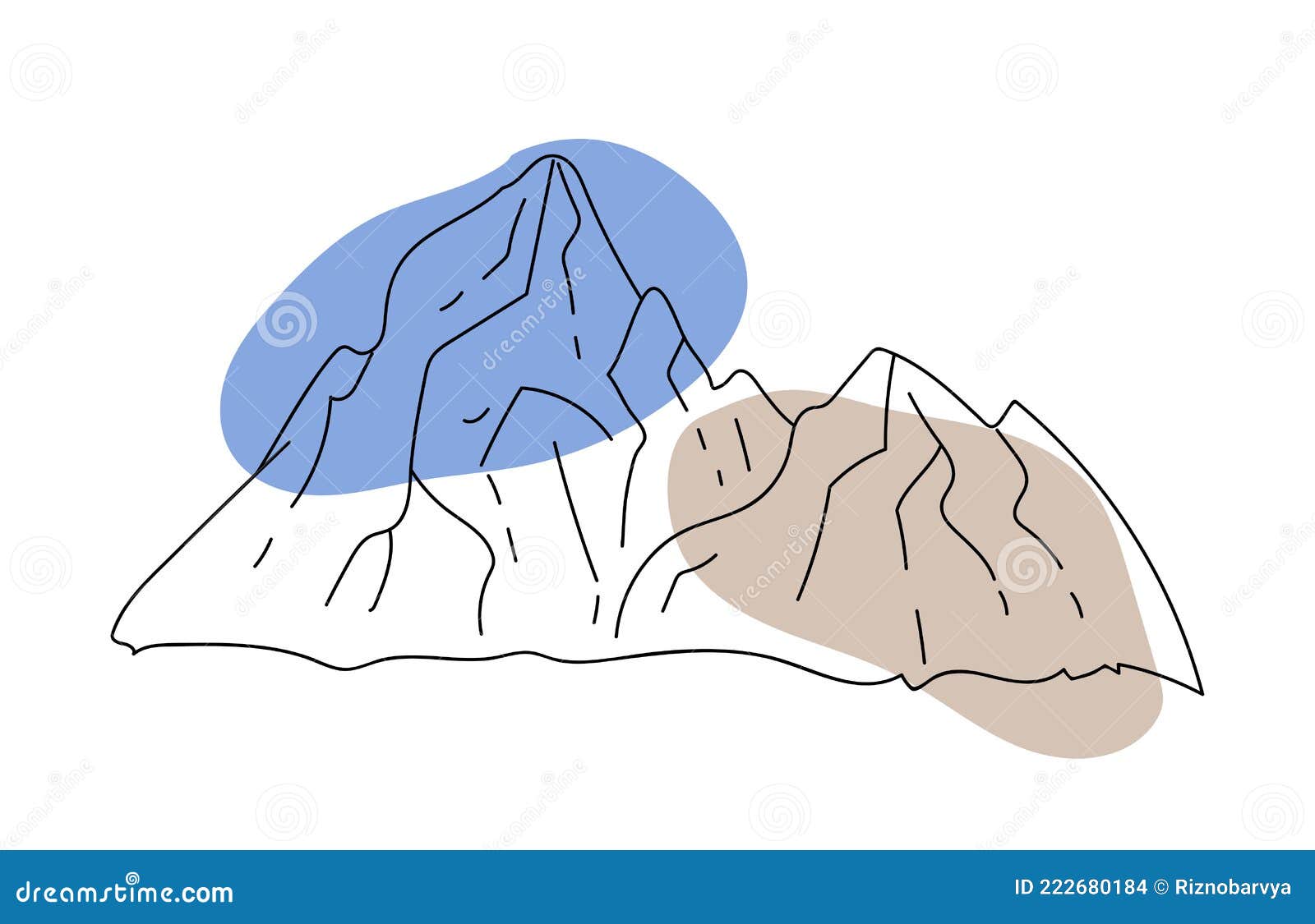 Minimalist Outline Mountain Range on Abstract Spots Stock Vector ...