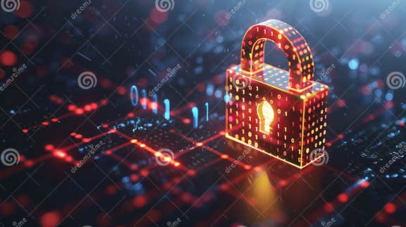 A Minimalist Padlock Icon with Digital Elements or Binary Code Symbols ...