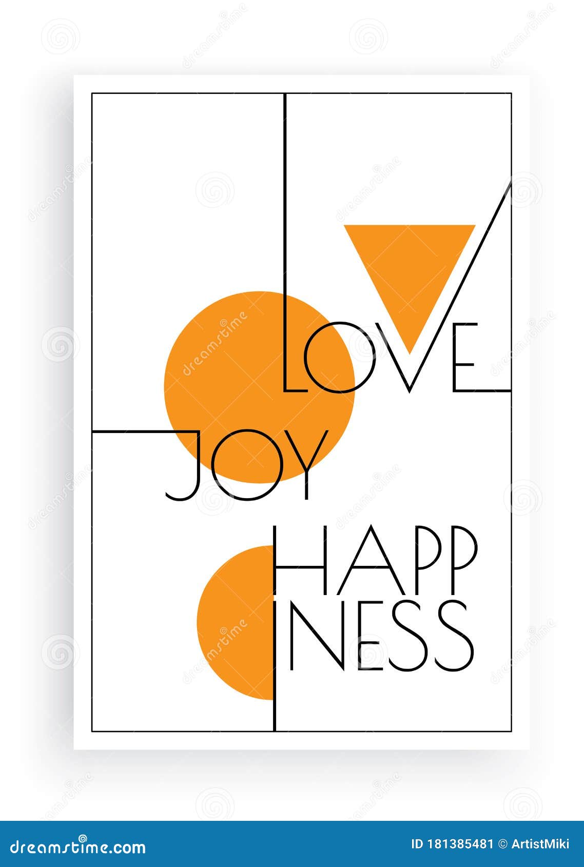 Love, Joy, Happiness, Vector. Scandinavian Minimalist Art Design ...