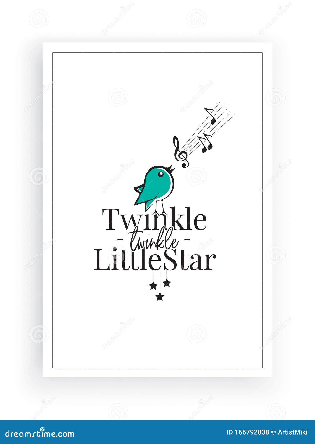 Twinkle, Twinkle Little Star, Vector. Wording Design, Lettering. Blue ...