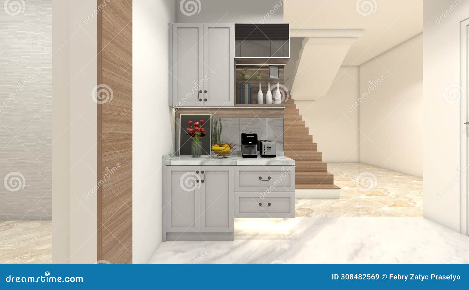 Minimalist Pantry Design For Interior Studio Apartment Stock ...