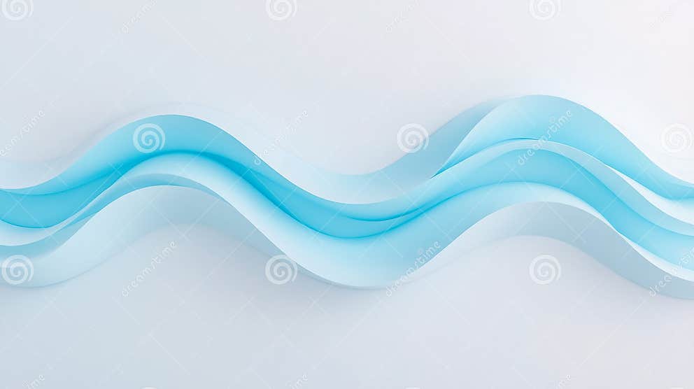 Minimalist Pastel Blue Wave Symbol Flowing on White Background Stock ...