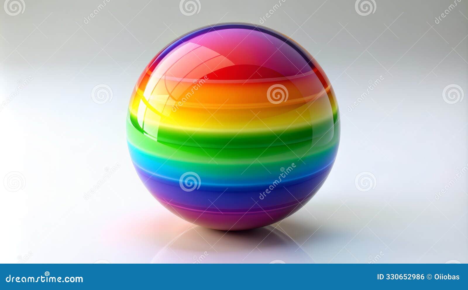 Minimalist Perspective Rainbow Glass Sphere on White Background ...