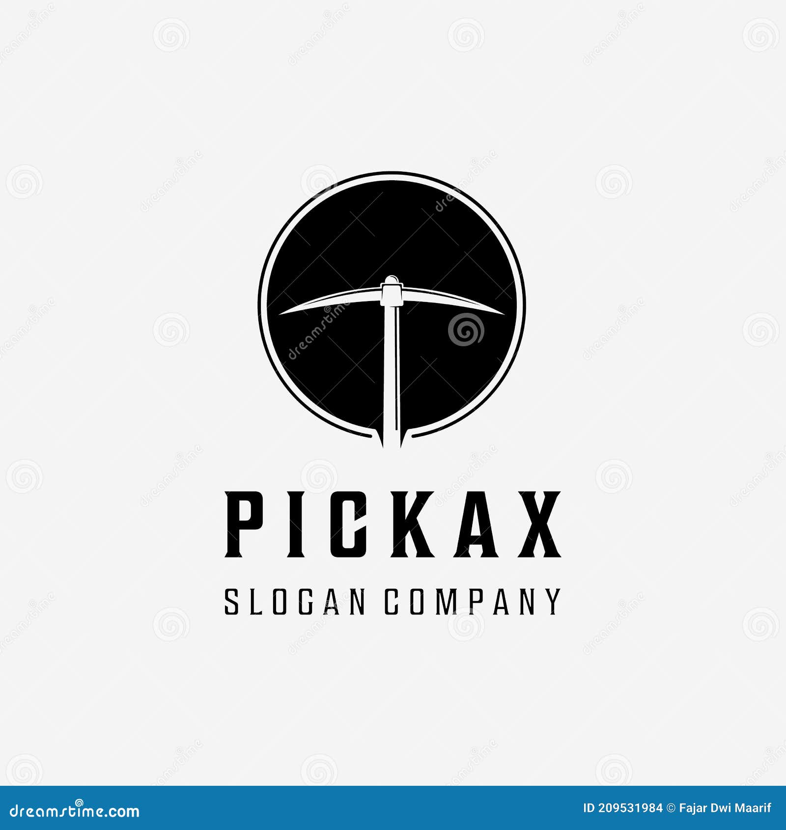 Minimalist Pickaxe Vintage Logo Vector, Design of Mining Illustration ...