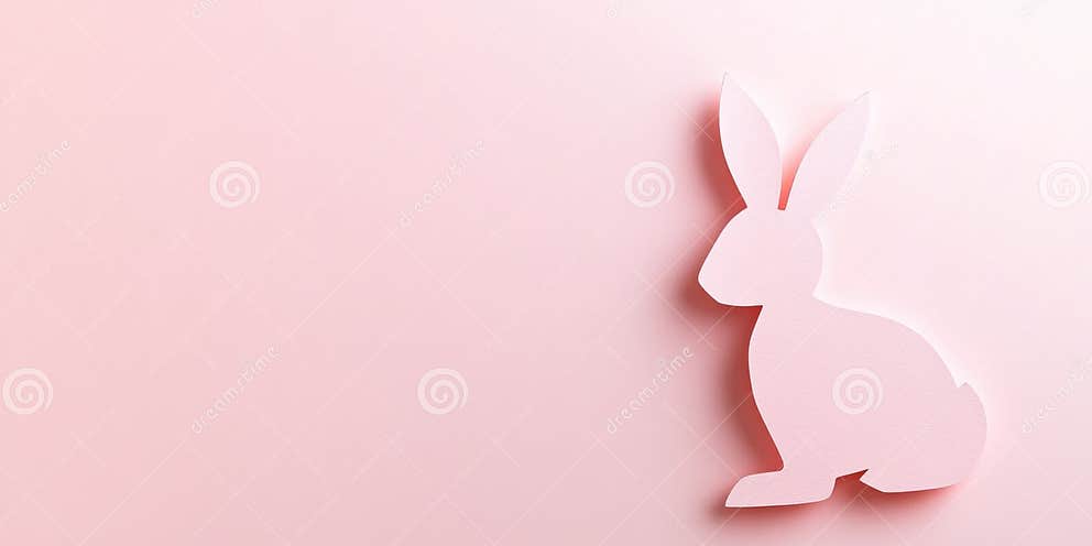 Minimalist Pink Rabbit Silhouette on Soft Textured Background Stock ...